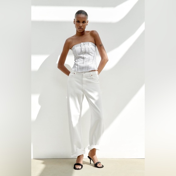 Zara | Tops | Nwt Zara Metallic Strapless Top | Poshmark